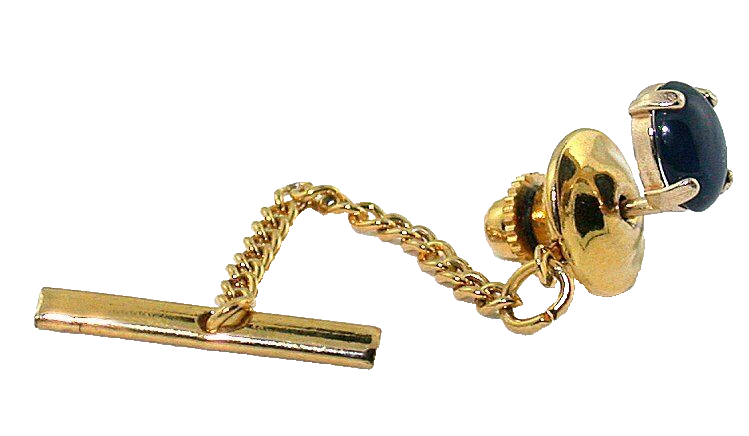 14Kt Yellow Gold 8x6 Oval Natural Blue Sapphire Cab Gem Tie Tack ...