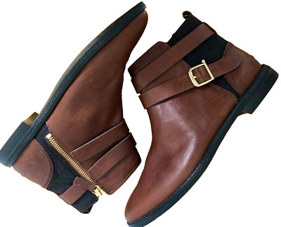 Sperry Seaport Shackle Brown Leather Side Zip Ankle Boots Women's Size ...