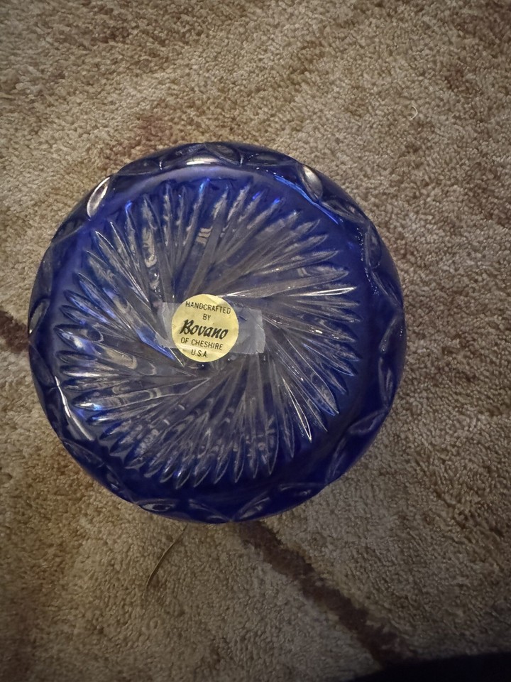 Vintage Bohemian Cobalt blue crystal Bowl-from Poland. Approximately 3 ...