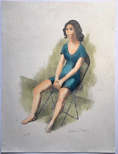Original Isaac Soyer Signed Artist Proof Lithograph Print Girl Seated ...