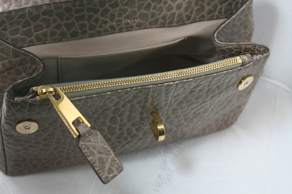 MARC JACOBS GARBO GENE HANDBAG TEXTURED CRACKED PEBBLED TAUPE LEATHER ...