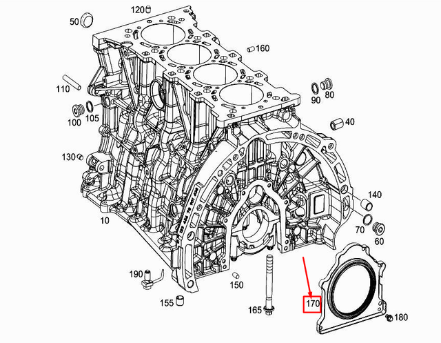 MERCEDES-BENZ A W176 Cylinder Crankshaft Sealing Cover A1330100700 ...
