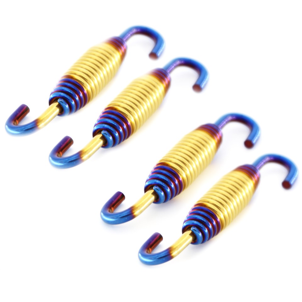 4PC UNIVERSAL STAINLESS STEEL MOTORCYCLE BIKE EXHAUST SPRINGS PIPE ...