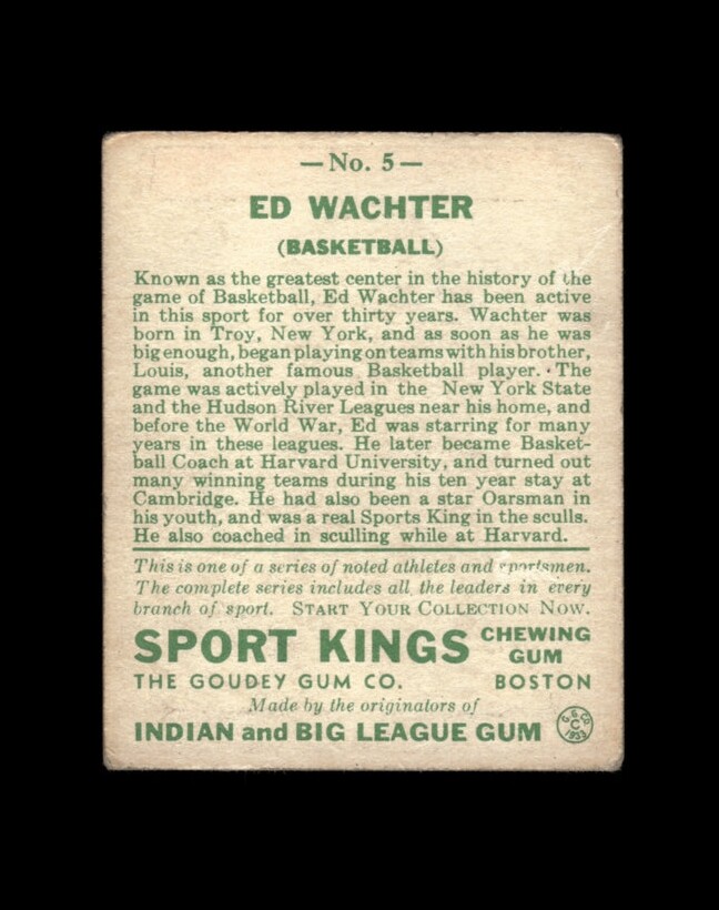 1933 Goudey Sport Kings Set-Break # 5 Ed Wachter VG-VGEX *GMCARDS* | eBay