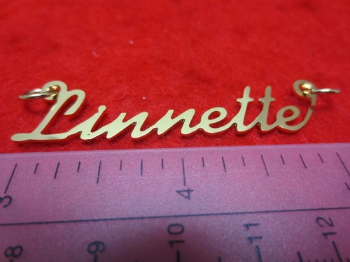 14KT GOLD PLATED "LINNETTE" PERSONALIZED NAMEPLATE WORD CHARM PENDANT ...