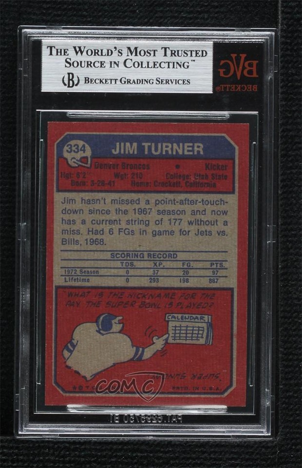 1973 Topps Jim Turner #334 BVG 9 MINT | eBay