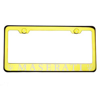 304 Gold Chrome License Plate Frame StainlessSteel Silver Maserati ...