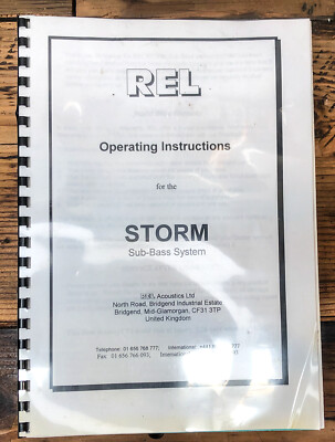 REL Storm Sub Bass System / Subwoofer Owner / User Manual *Original* | eBay