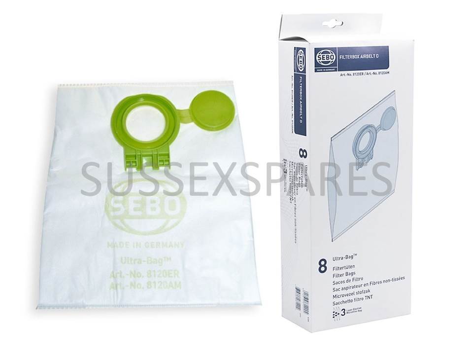 GENUINE SEBO DUST BAGS, AIRBELT D D2 8120ER FILTERBOX , ULTRA STORM ...