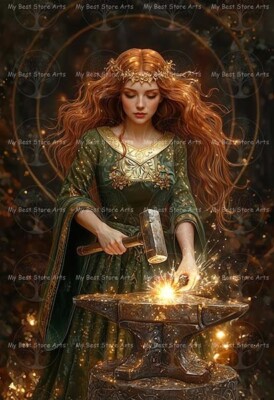 BRIGID FORGE GODDESS ART PRINT, Celtic Poster, Fire Nature Goddess ...