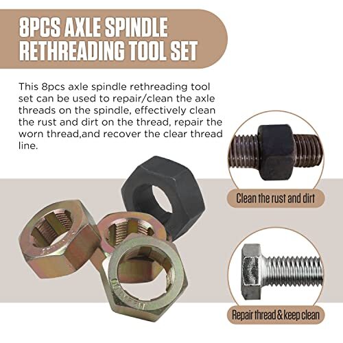 8pcs Axle Spindle Rethreading Tool Set Thread Chaser Set Thread Repair ...