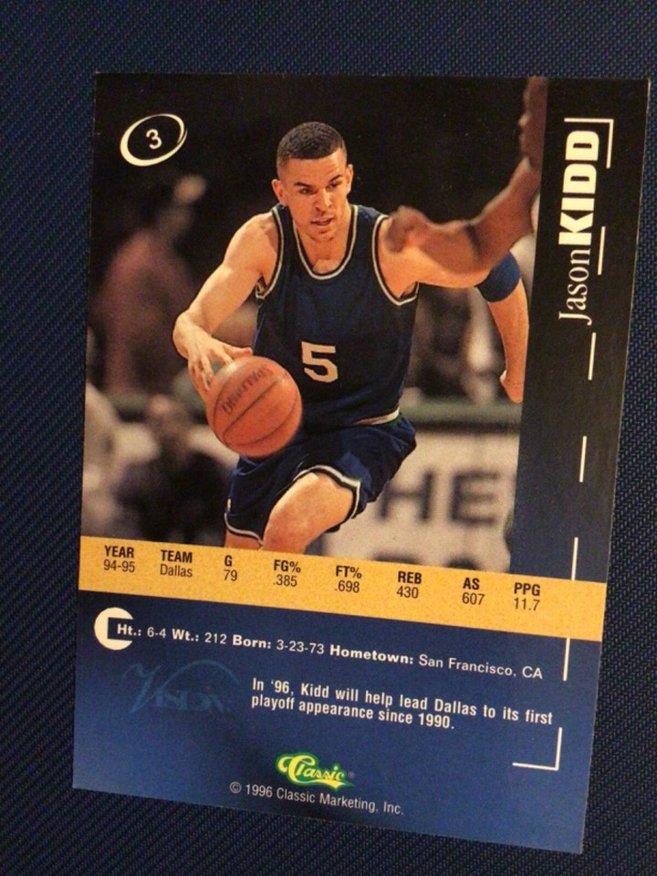 1995-96 Classic Visions Signings Jason Kidd Rookie Card | eBay