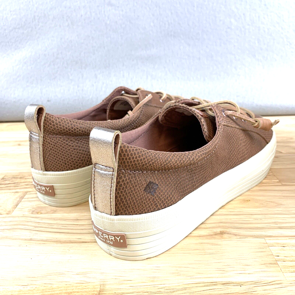 Sperry Crest Vibe Pink Rose Snake Leather Laces Platform Sneakers ...