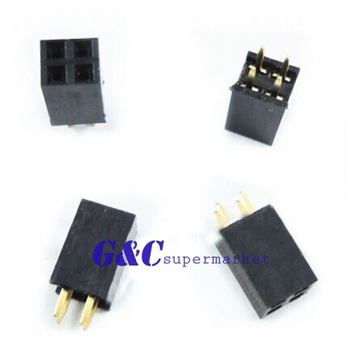 10PCS 2X2 Pin 4P 2.54mm Double Row Female Straight Header Pin Strip J3 ...