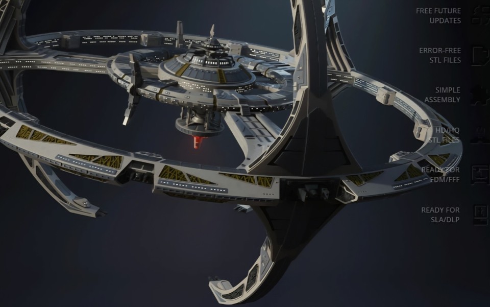 Star Trek DS9 Station Deep Space 9 1/2800 scale Huge Custom 3d Model ...