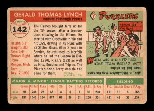 1955 Topps #142 Jerry Lynch VG/VGEX X2838653 | eBay