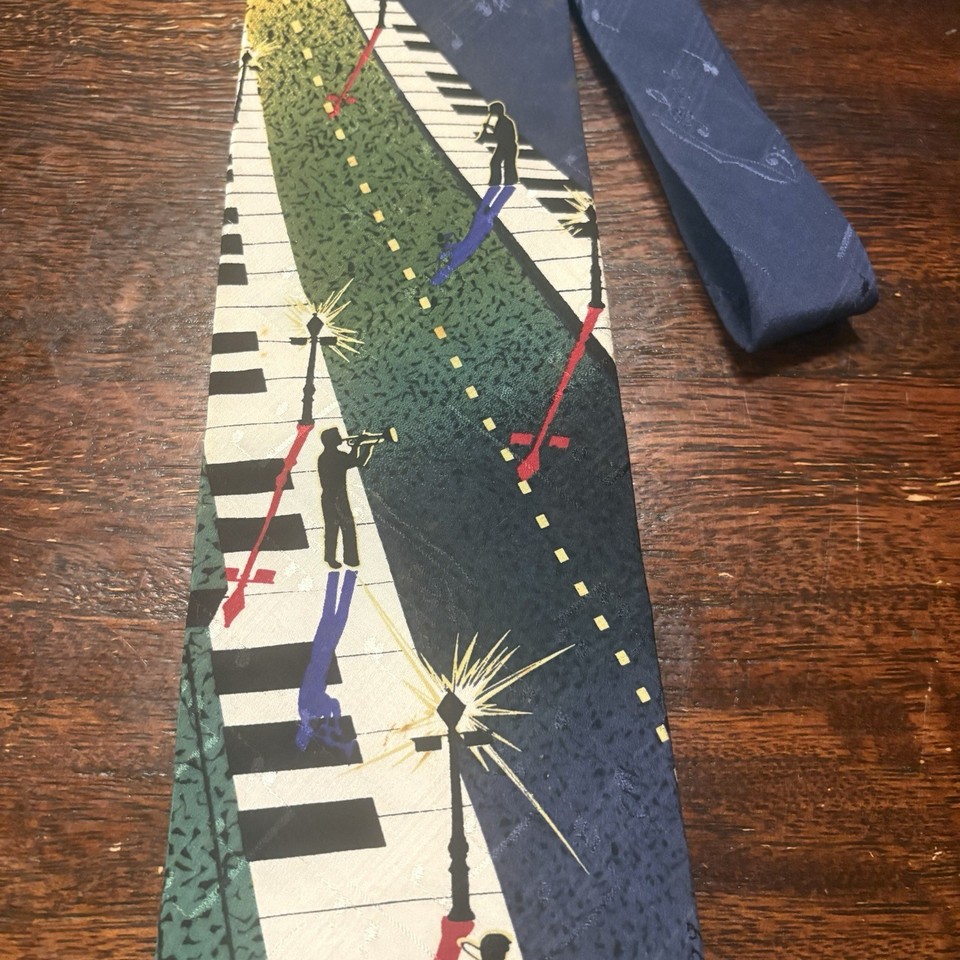 Vintage 90’s Silk Tie by Je Suis Jazz Trumpet Player on Piano Road ...