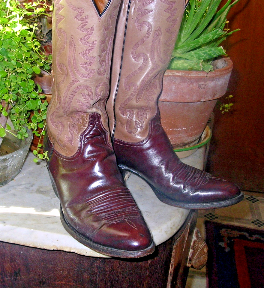 Lucchese Two Tone Leather Men's Cowboy Western Boots/ Scroll Design ...