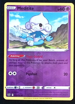 Meditite Reverse Holo 72/195 - Pokemon Silver Tempest - NM | eBay