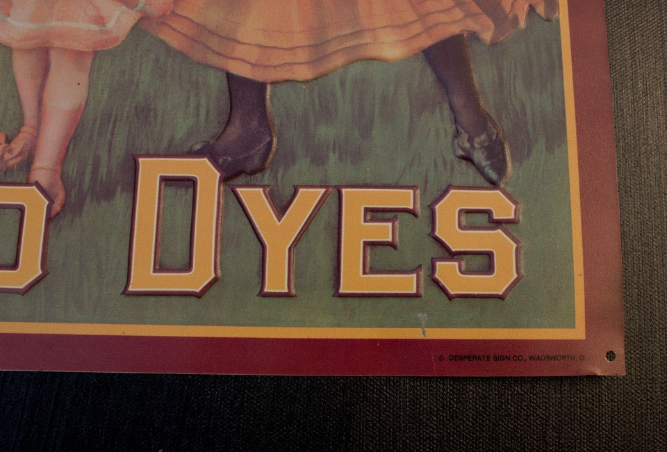 Vintage Diamond Dyes Embossed Tin Sign Early Desperate Sign Co ...
