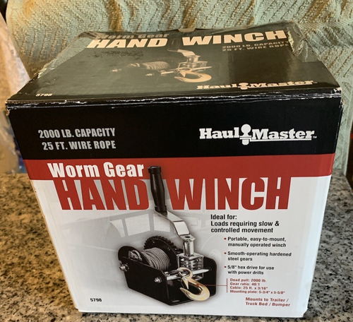 Winch Hand Crank 1 Ton Portable Worm Gear Crank Boat Trailer Towing ...
