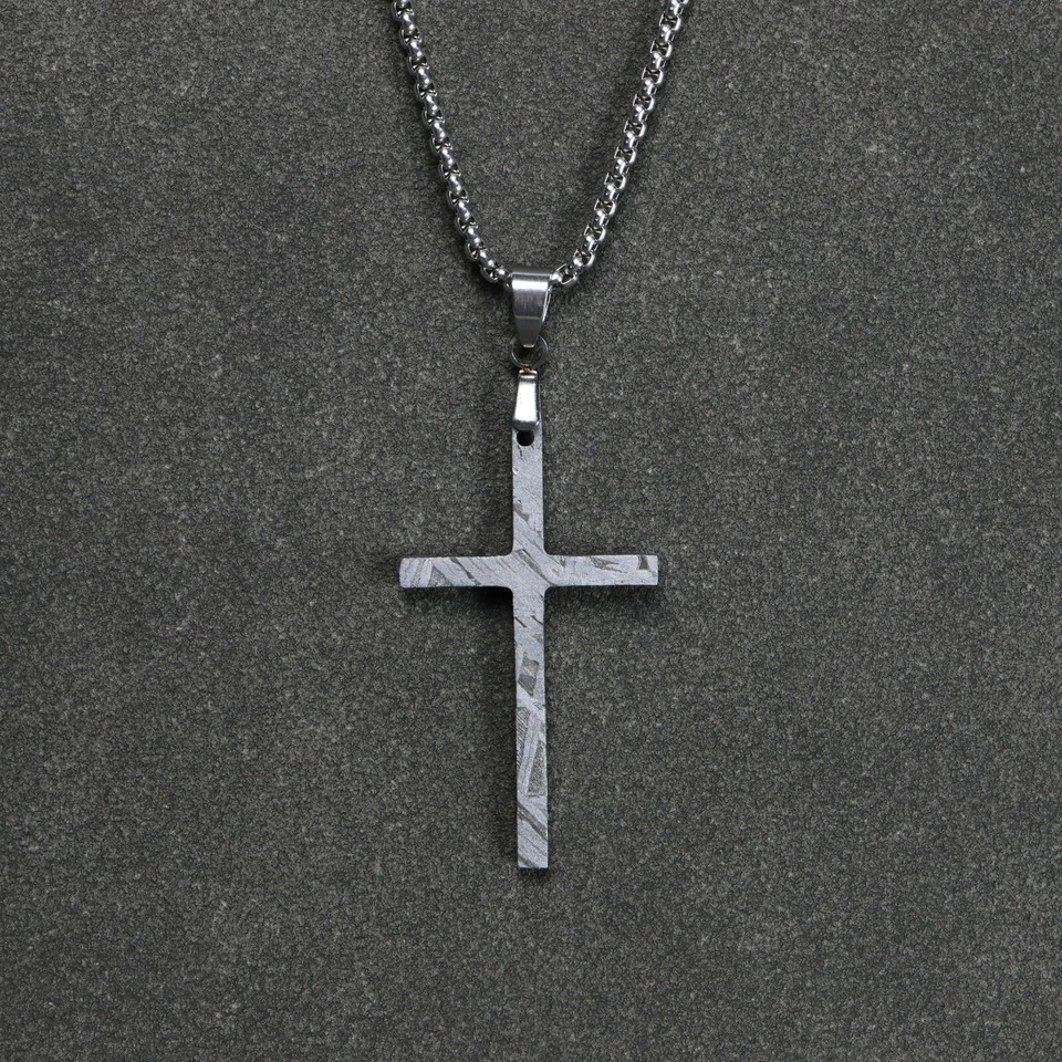 Natural Muonionalusta meteorite carved cross pendant necklace | eBay