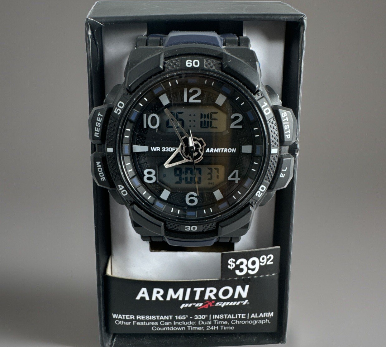 Armitron Pro Sport Water Resistant Watch WR 330FT 20/55133 Red Black ...