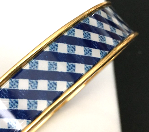 FASHION Bracelet SIGNED TALBOTS Blue Clamper Bangle Gold tone Jewelry ...