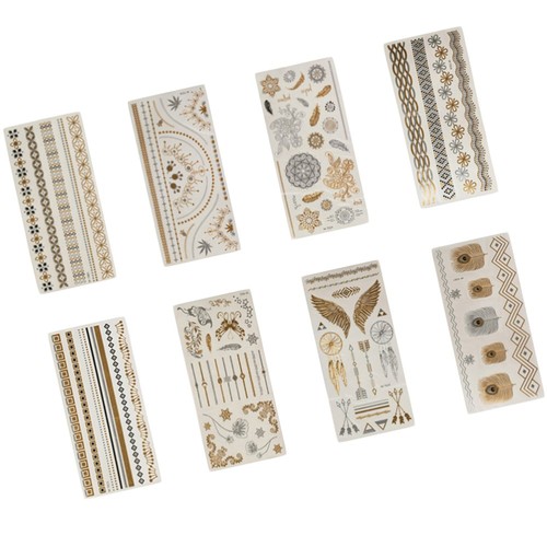 8Pcs Retro Bracelets Stickers Temporary Waterproof Shimmer Chain ...