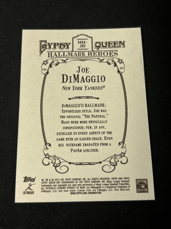 2012 Topps Gypsy Queen Hallmark Heroes Joe DiMaggio #HH-JD HOF | eBay