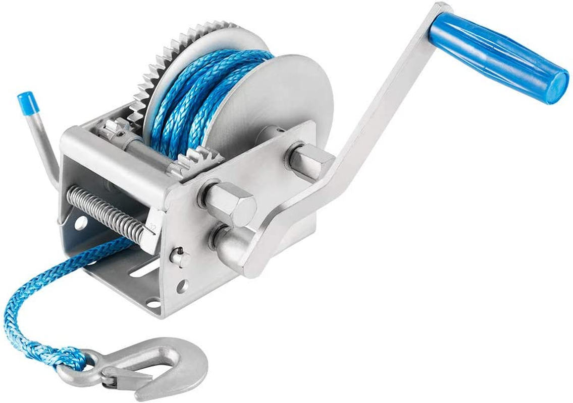 Hand Winch - 2000KG/4400LBS with 10M Dyneema Rope, 3 Speed Hand Crank ...