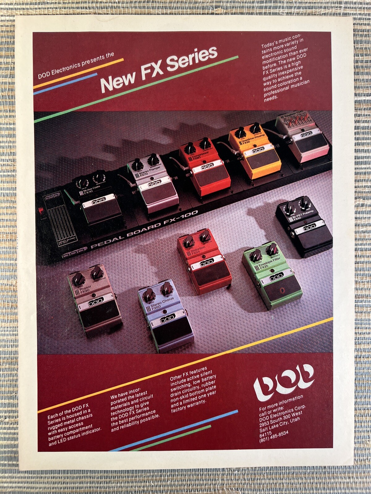 DOD Electronics New FX Series Guitar Effects Pedal Board 1983 Vintage ...