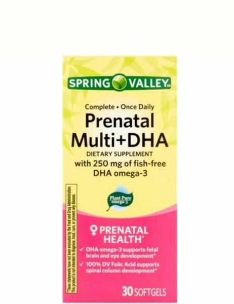 Spring Valley Prenatal Multi DHA Dietary Supplement Softgels 30 Count ...