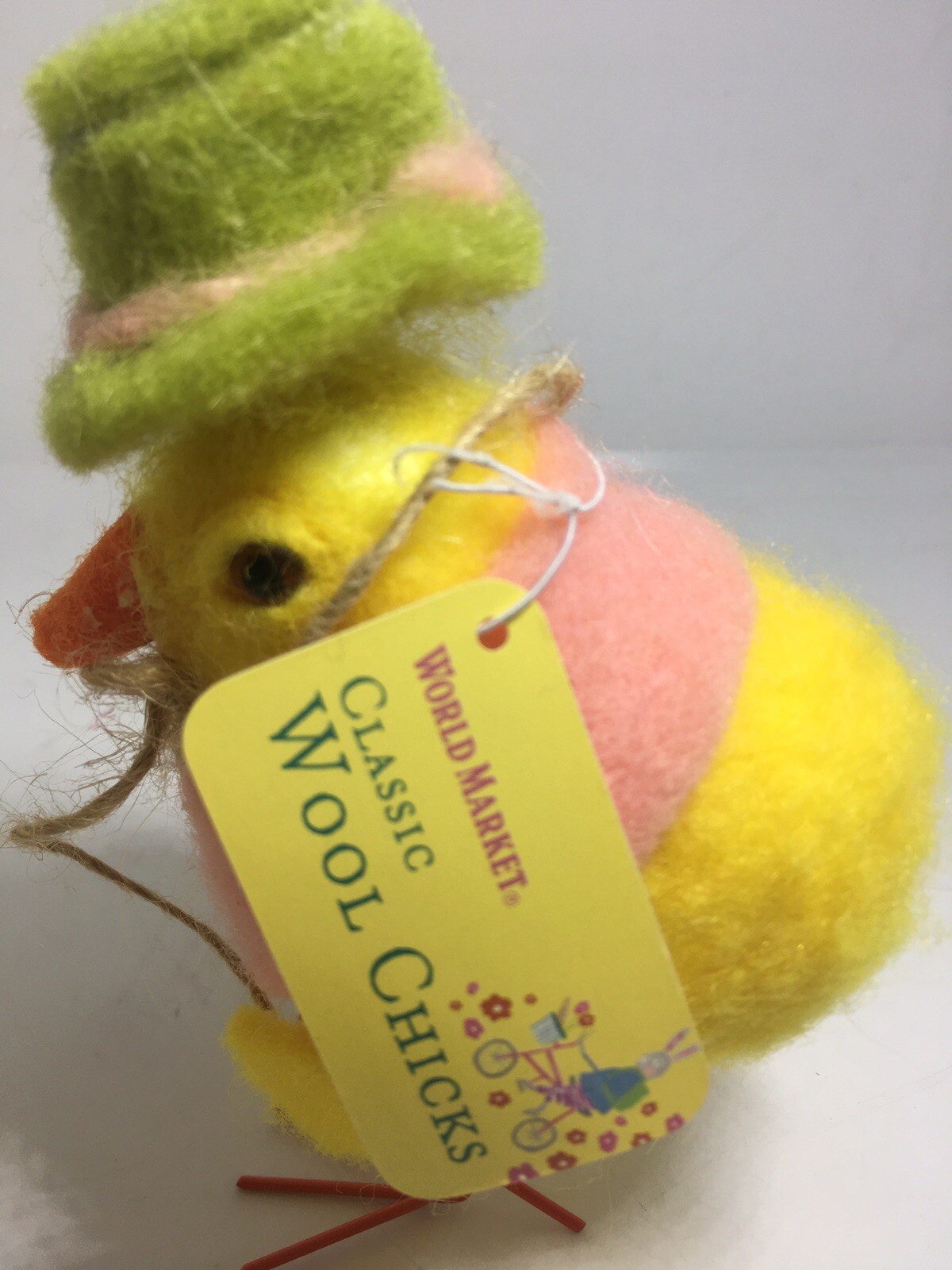 Set Of 2 New WORLD MARKET Classic Wool Chicks 5.25" Easter Decoration ...