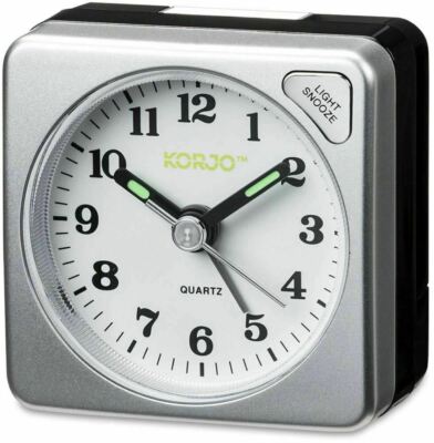 Korjo Analogue Travel Alarm Clock Battery Operated Small Beside Table ...