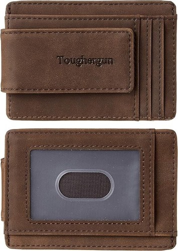 Money Clip RFID Front Pocket Wallet Men Leather Slim Minimalist Wallet ...