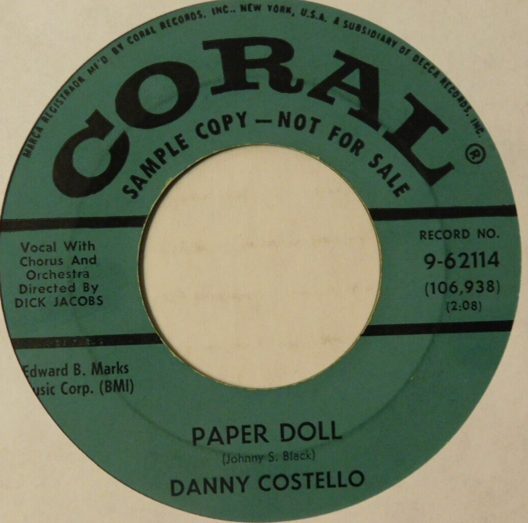 45 Danny Costello "Paper Doll/I Don't Wanna Lose Ya" Coral 9-62114 | eBay