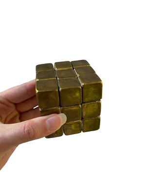Rare Vintage Retro Collectible Brass Rubik's Rubix Cube Metal Art ...