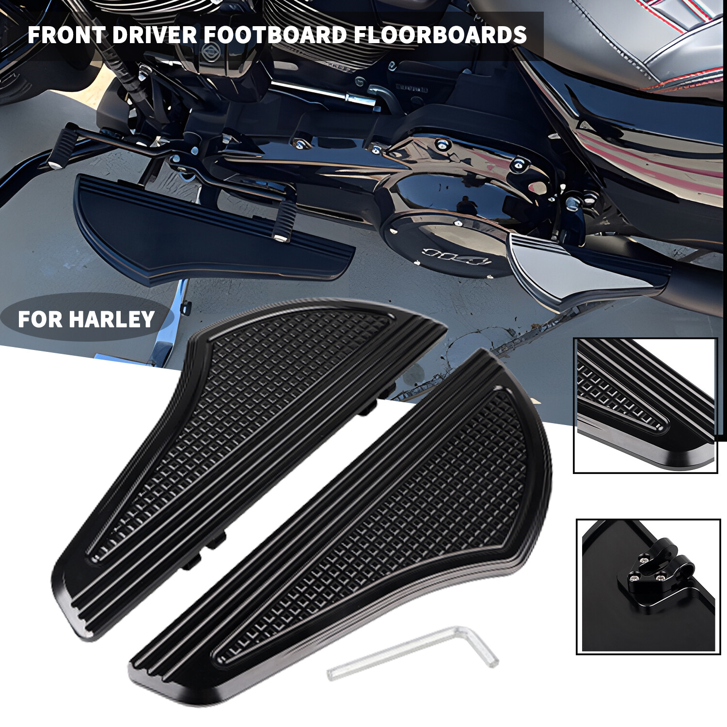 CNC Front Driver Footboard Floorboards For Harley Road Electra Street ...