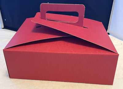 42 Take Out Deli Chipboard Box - Really Red Pinstriped With Tote Handle ...