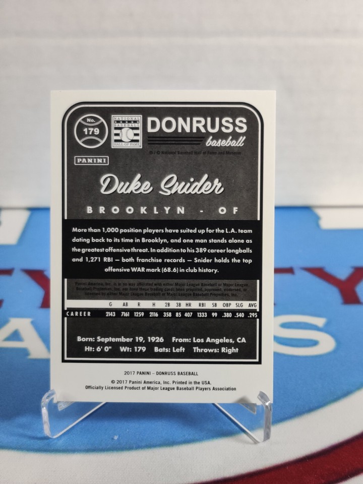 2017 Donruss Gray Border #179 Duke Snider 086/199 | eBay