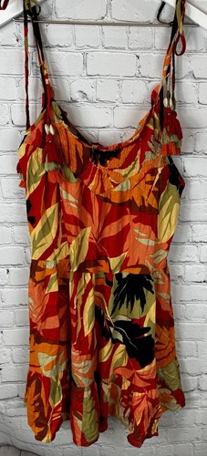 TRUE DESTINATIONS Womens' Red Orange Black Swim Cover-Up Shell Accent ...
