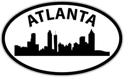 Atlanta City United States USA Oval Car Bumper Window Sticker Decal 6 ...