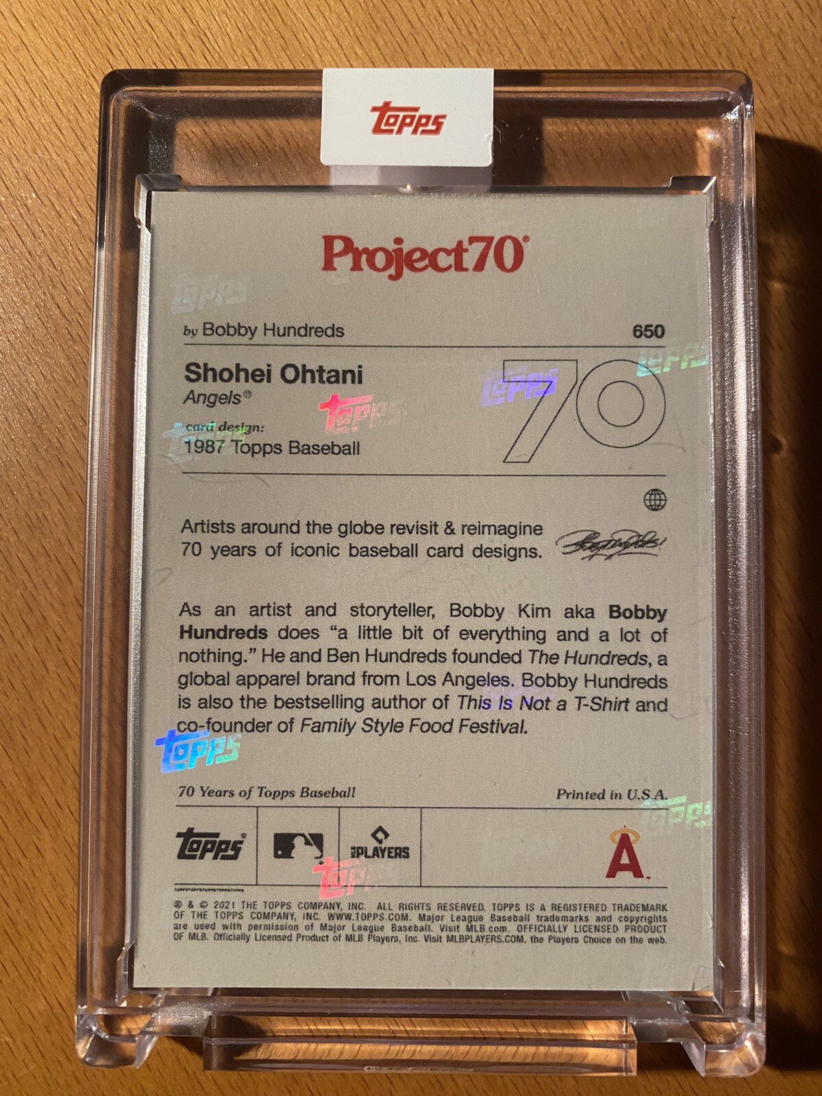 2021 Topps Project 70 - Bobby Hundreds 1987 Topps Baseball #650 Shohei ...