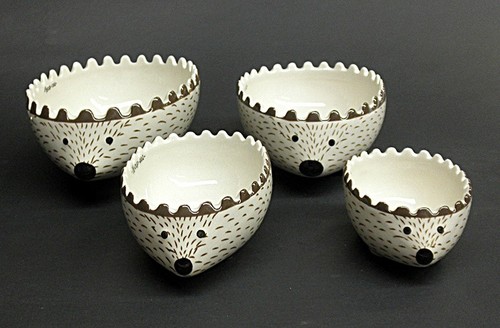 Hedgehog Measuring Cups Set Creative Co-Op Hand Painted Stoneware ...