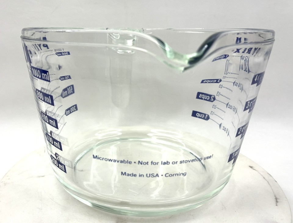 Pyrex 4 Cup Measuring Cup Pour Spout Blue Letters Blue Lettering 1 ...