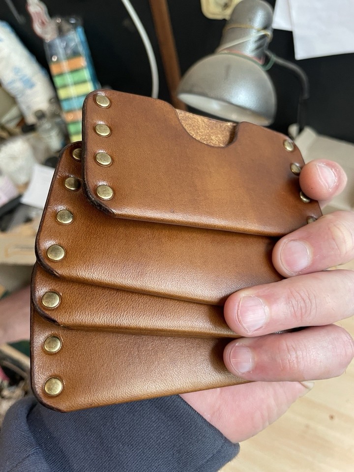 Custom Leather Id Holder, Leather Card Case, Mini Card Wallet ...