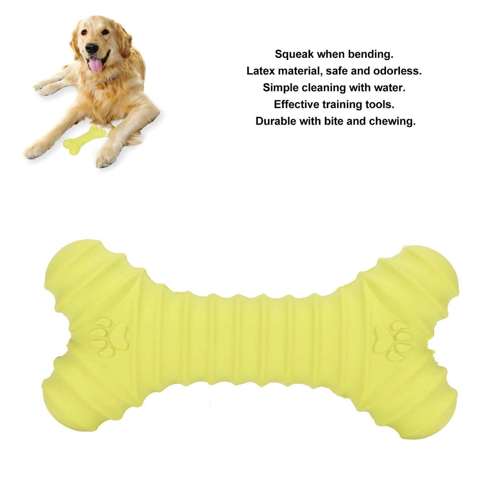 Dog Chew Toy Puppy Teething Bone Latex Teether Squeaky Comfortable ...