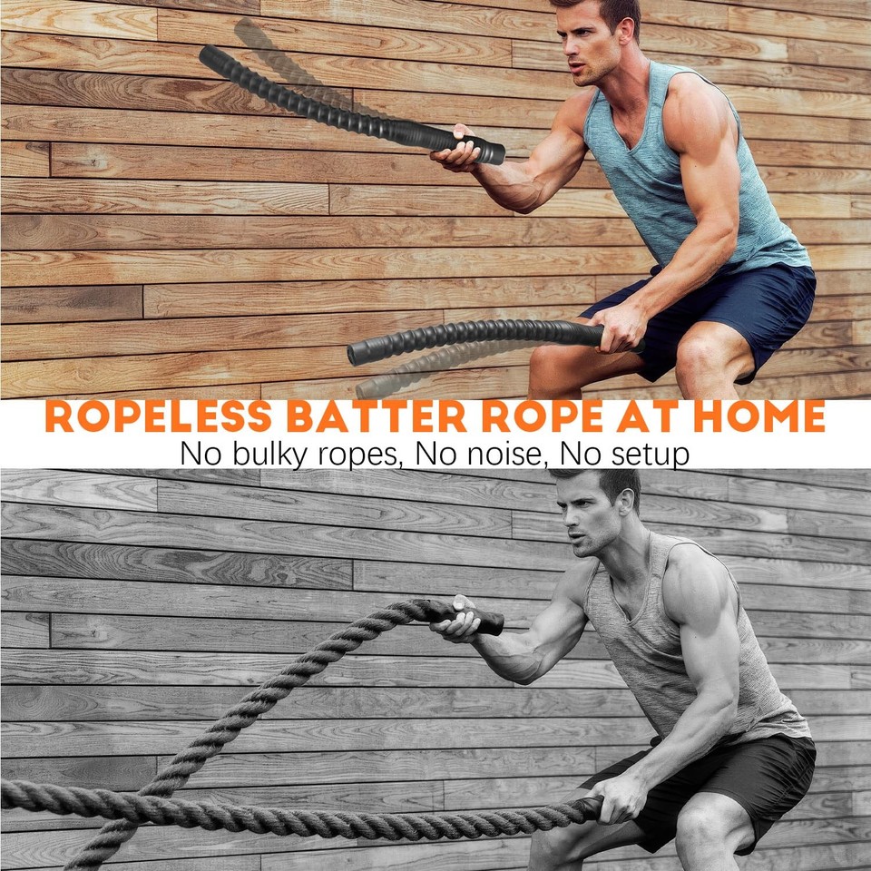 Ropeless Battle Ropes for Home Gym - Weighted Battle Rope, Black ...