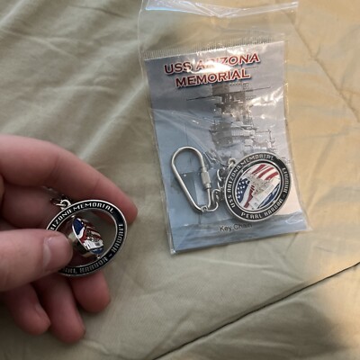USS Arizona Memorial Pearl Harbor Hawaii Metal Keychain Historic Swivel ...